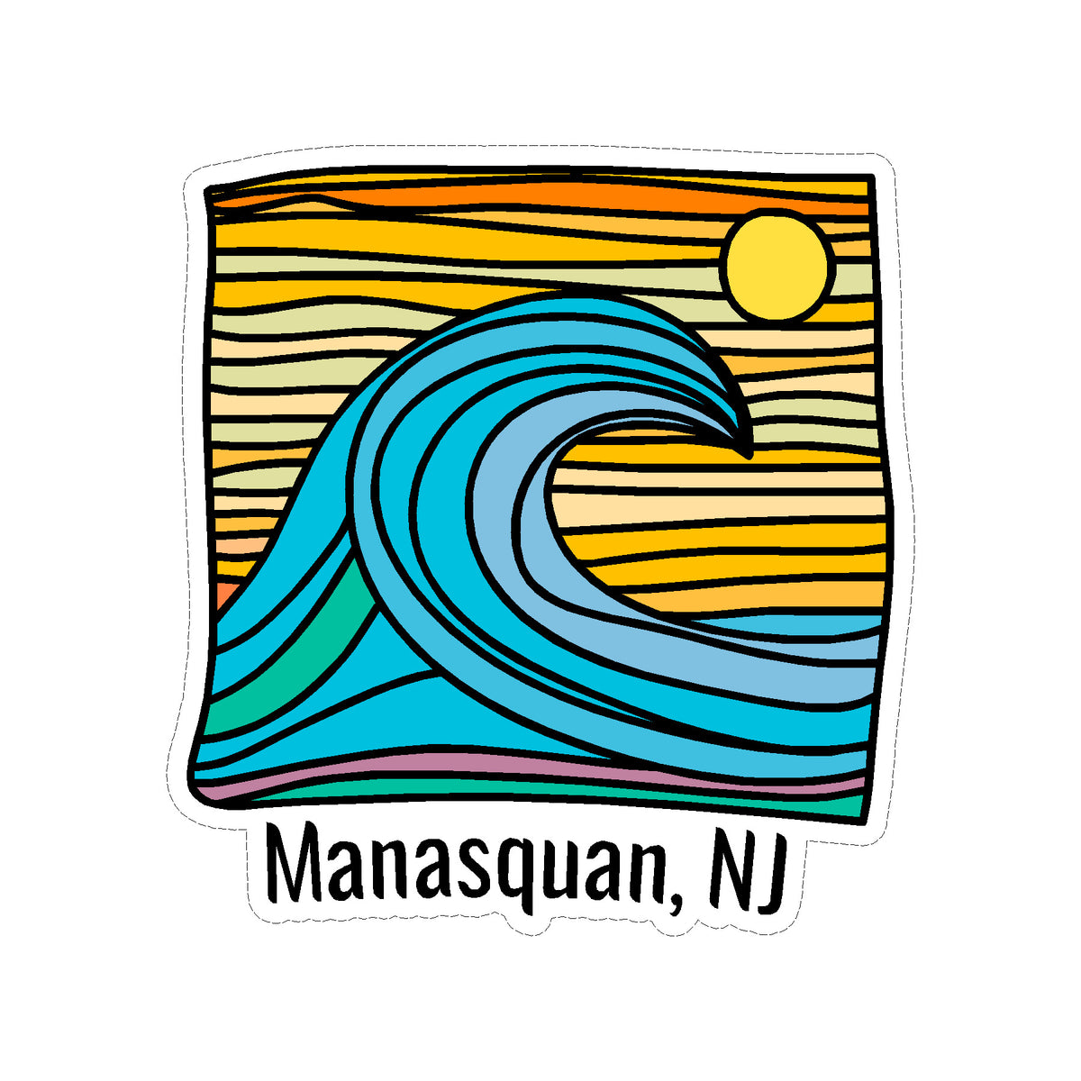 Sticker - Manasquan - Wave w/ Lines – Shore And More